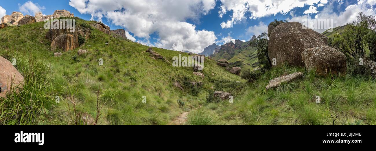Rock formations of the Drakensberge at the Mkhomazi Wilderness area in ...