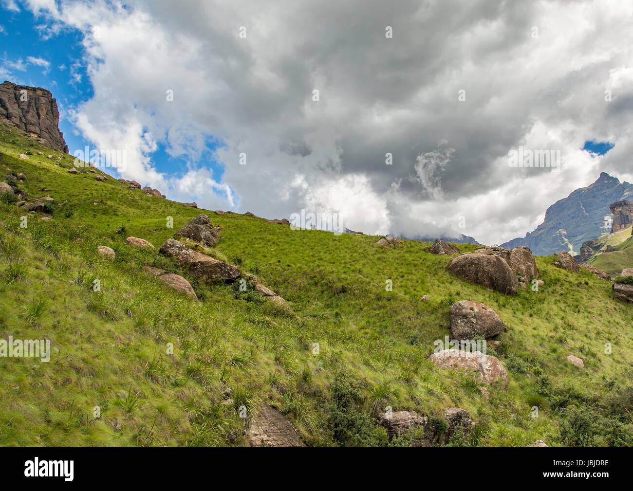 Rock formations of the Drakensberge at the Mkhomazi Wilderness area in ...