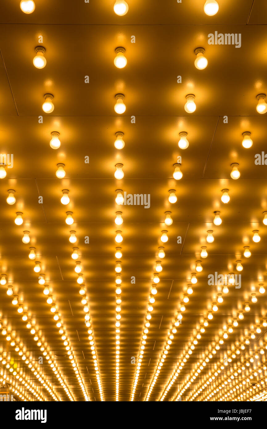 golden bulbs marquee lights background Stock Photo - Alamy