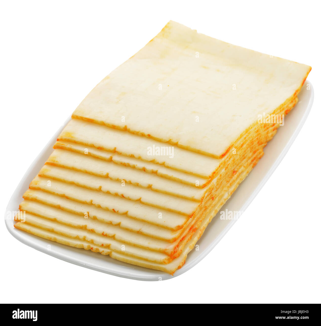 Cheese Slices Isolated On White Background Stock Photo - Alamy