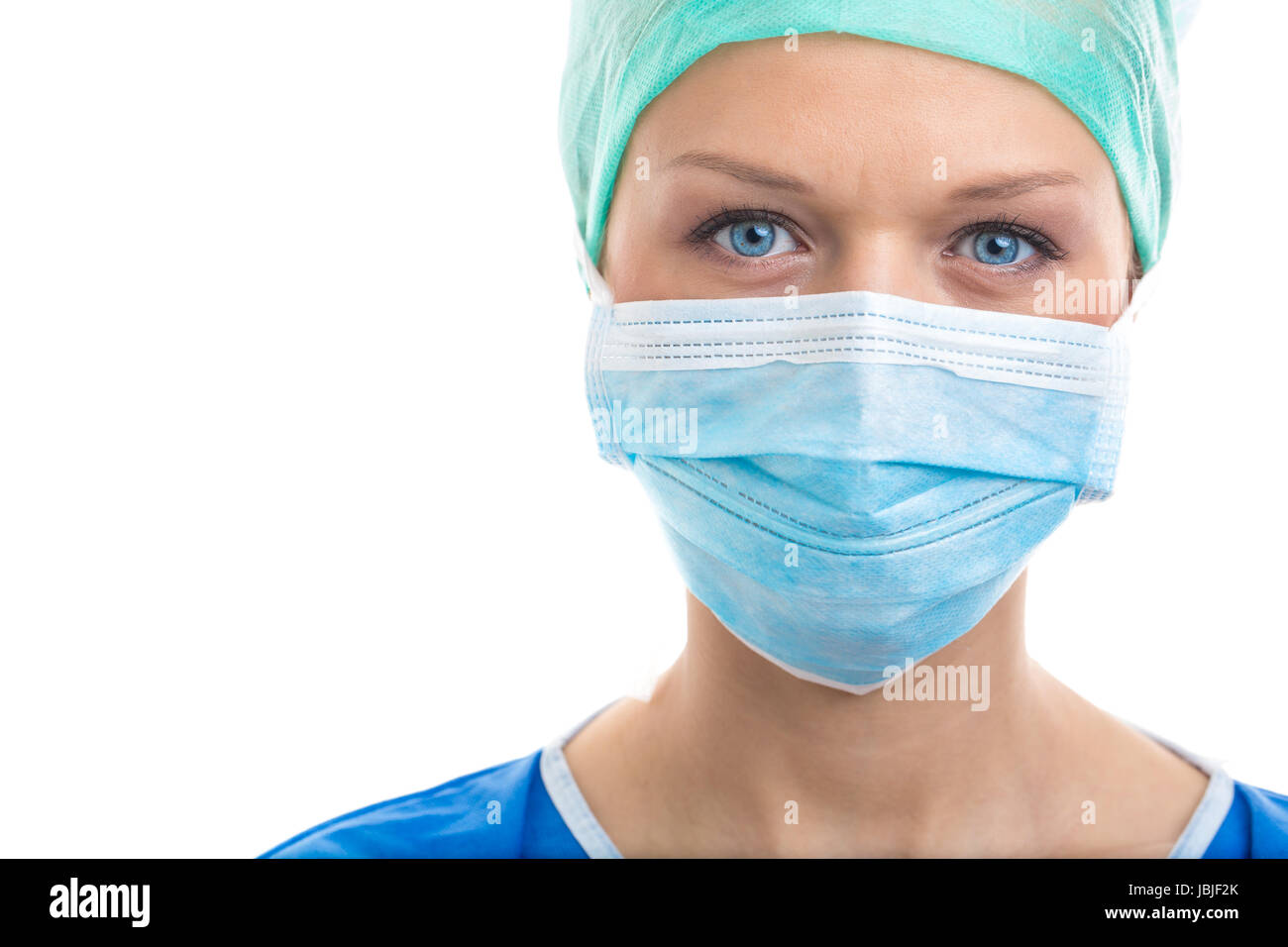 Portrait of a female doctor/surgeon on white background Stock Photo - Alamy