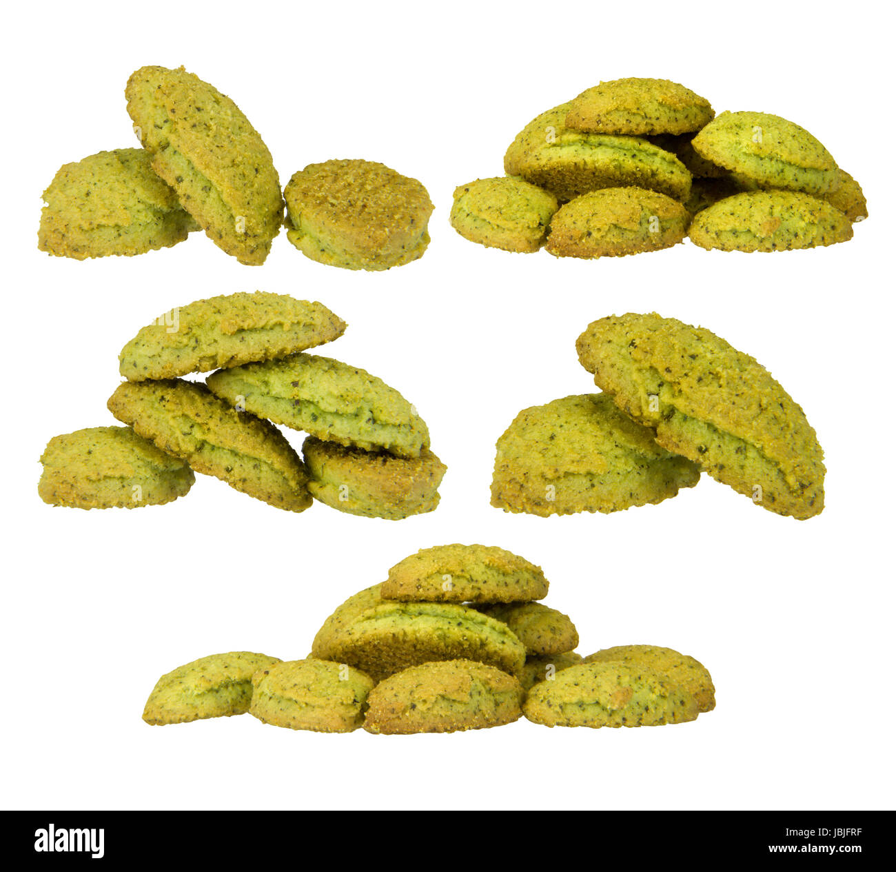 collection of matcha cookies isolated on the white background Stock ...