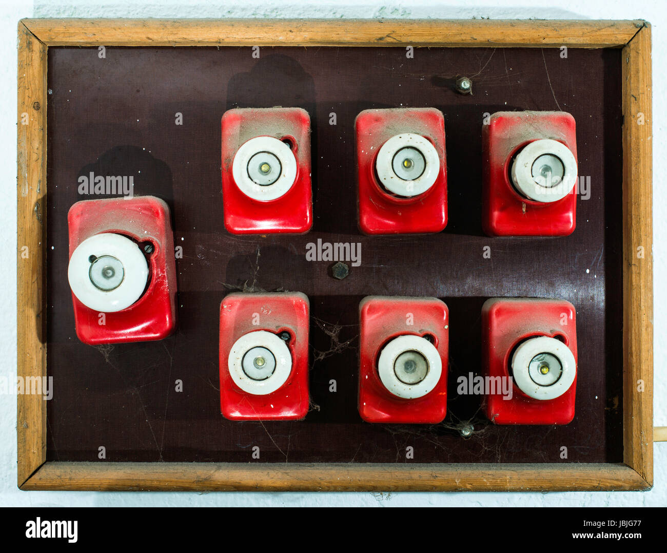 Red vintage electrical fuse. Switchboard Stock Photo - Alamy