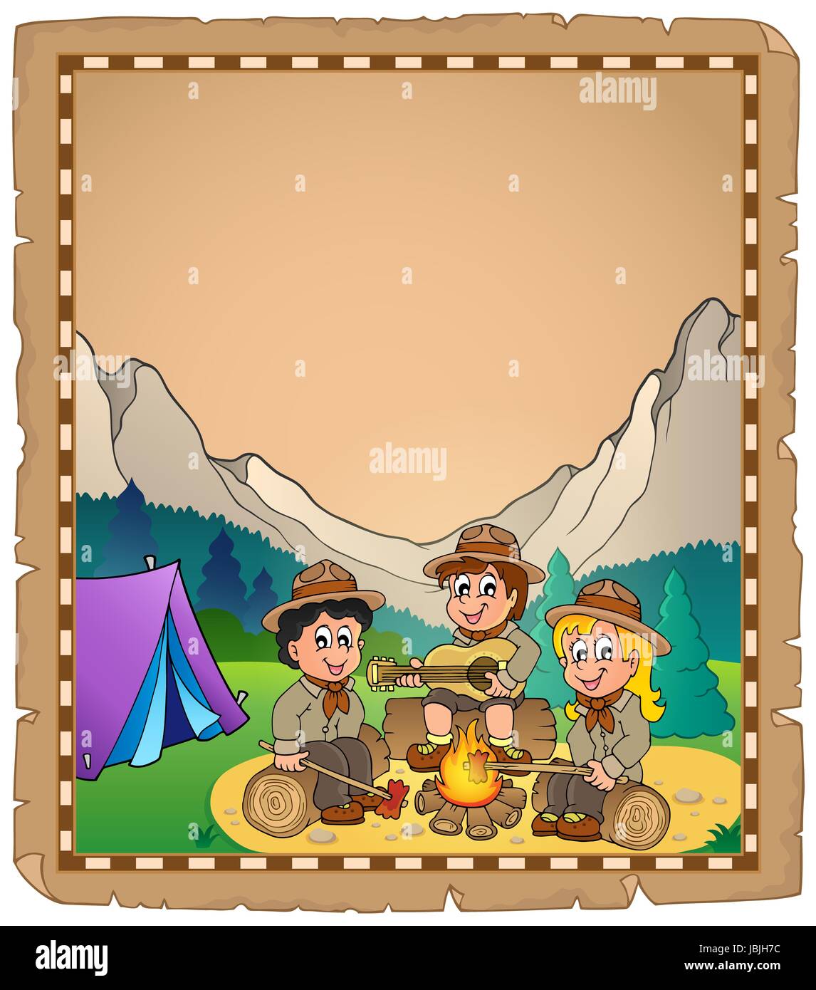 Children scouts theme parchment 2 - picture illustration Stock Photo ...