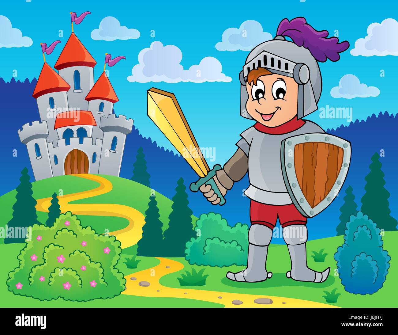 Knight theme image 1 - picture illustration Stock Photo - Alamy