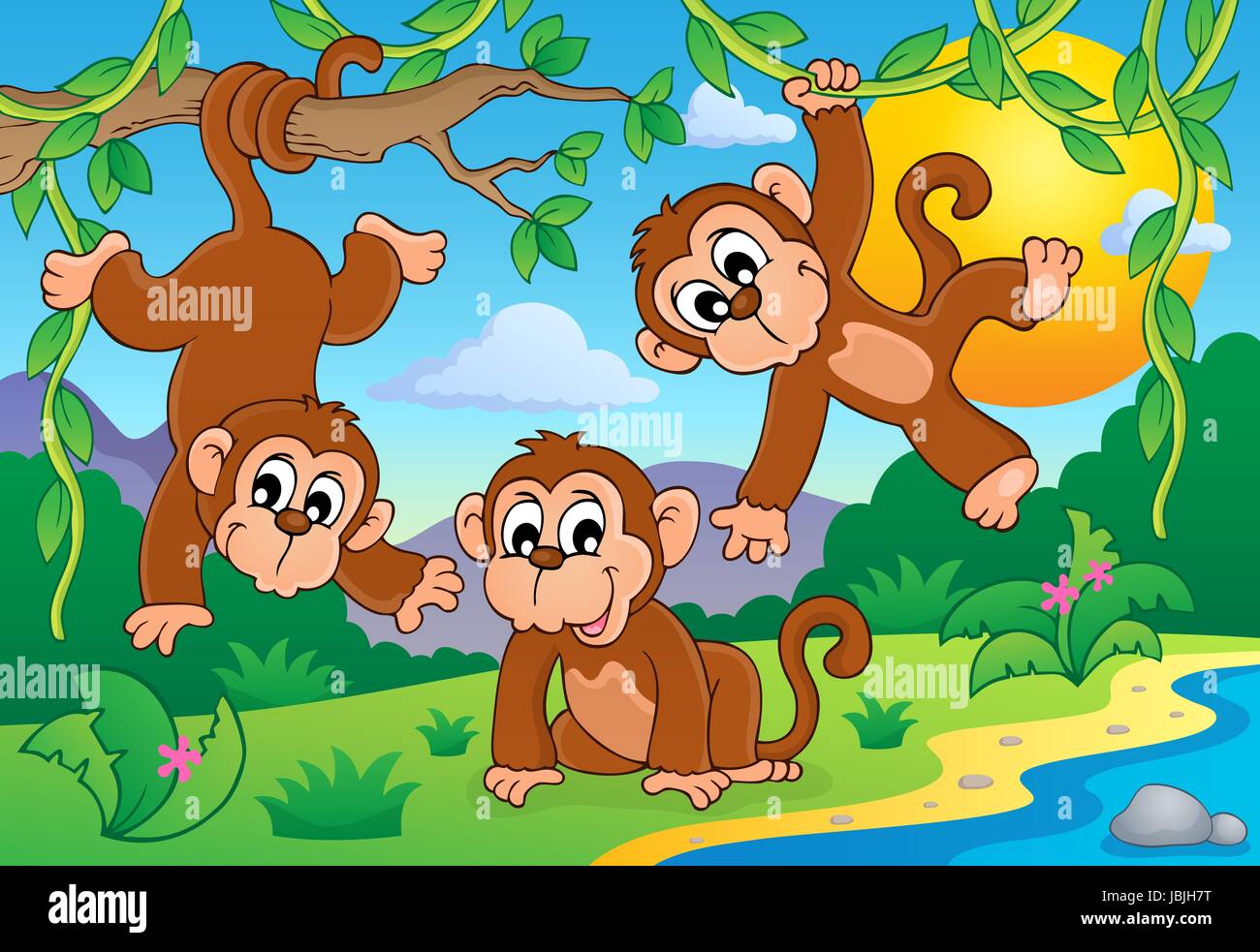 Monkey theme image 1 - picture illustration Stock Photo - Alamy