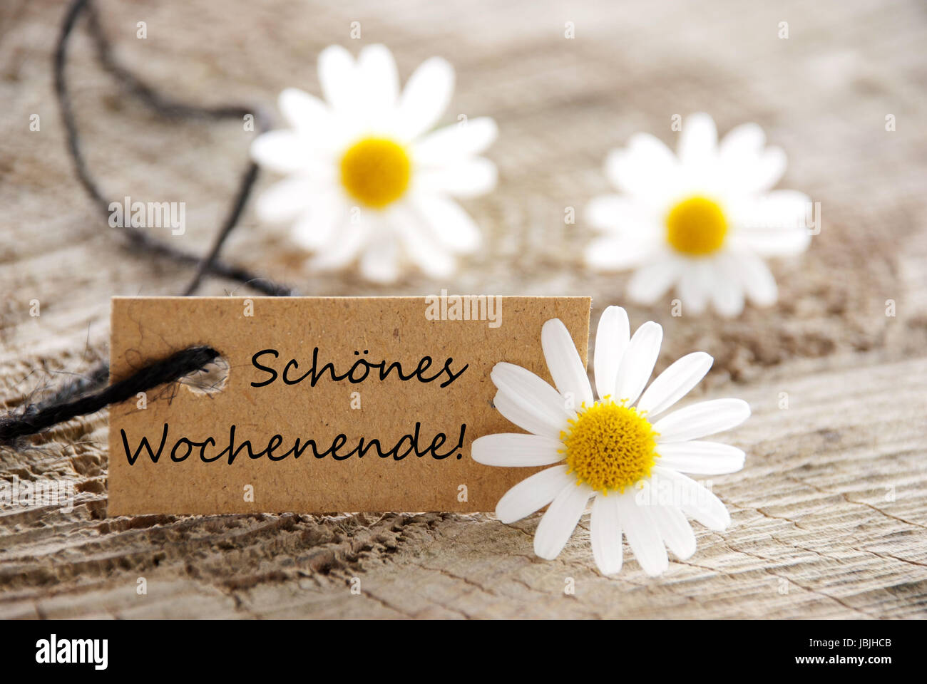 A Natural Looking Label with the German Words Schoenes Wochenende which ...