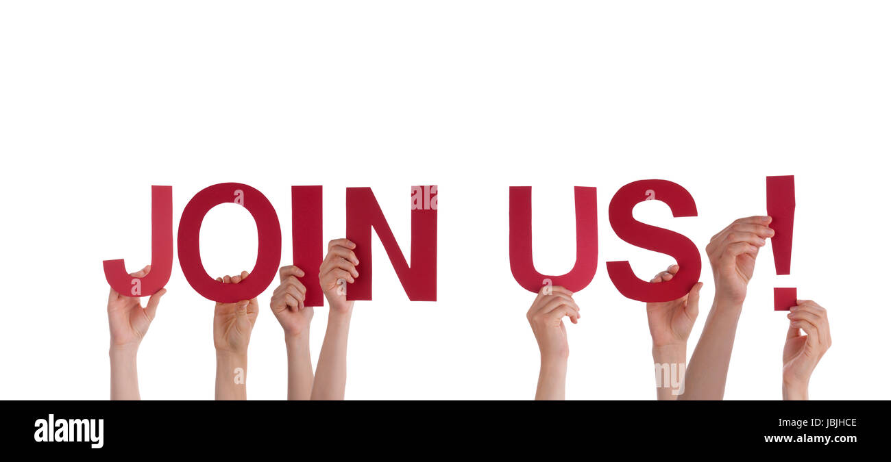 Many People Holding the Red Word Join Us, Isolated Stock Photo - Alamy