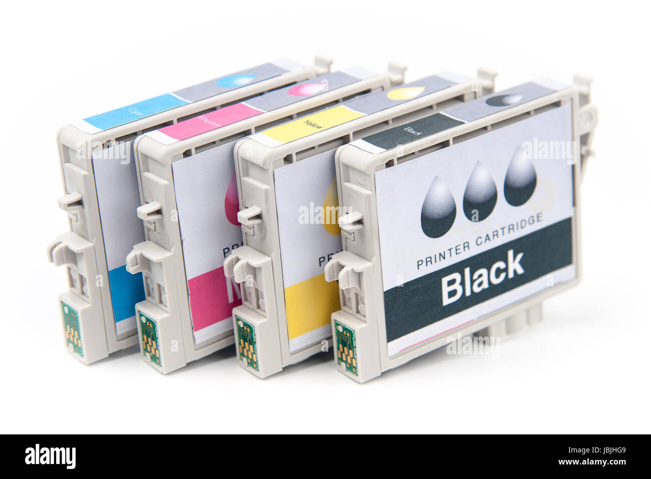 Cartridges for colour inkjet printer isolated on white Stock Photo - Alamy