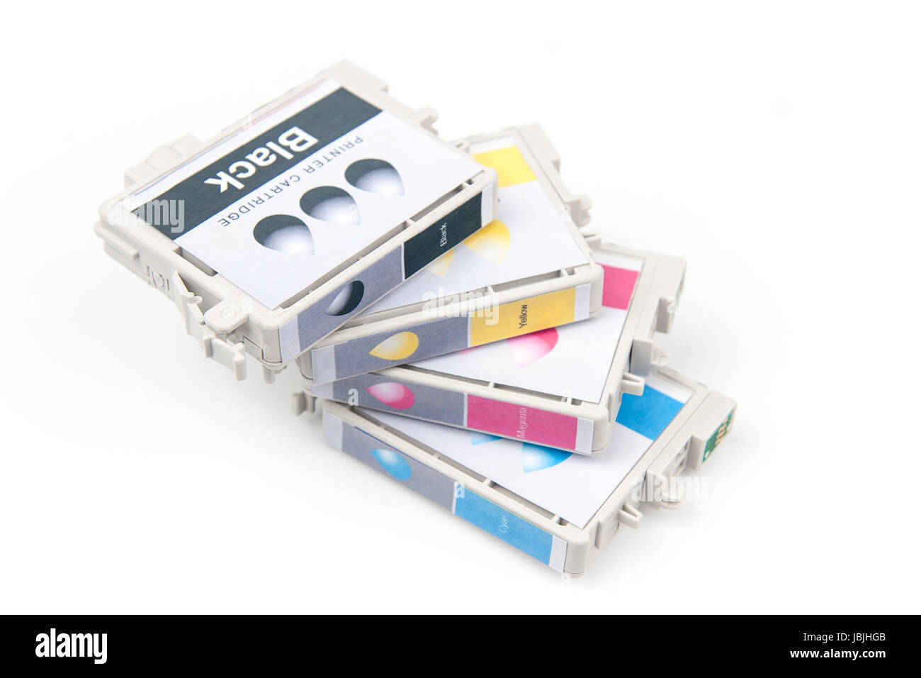 Cartridges for colour inkjet printer isolated on white Stock Photo - Alamy