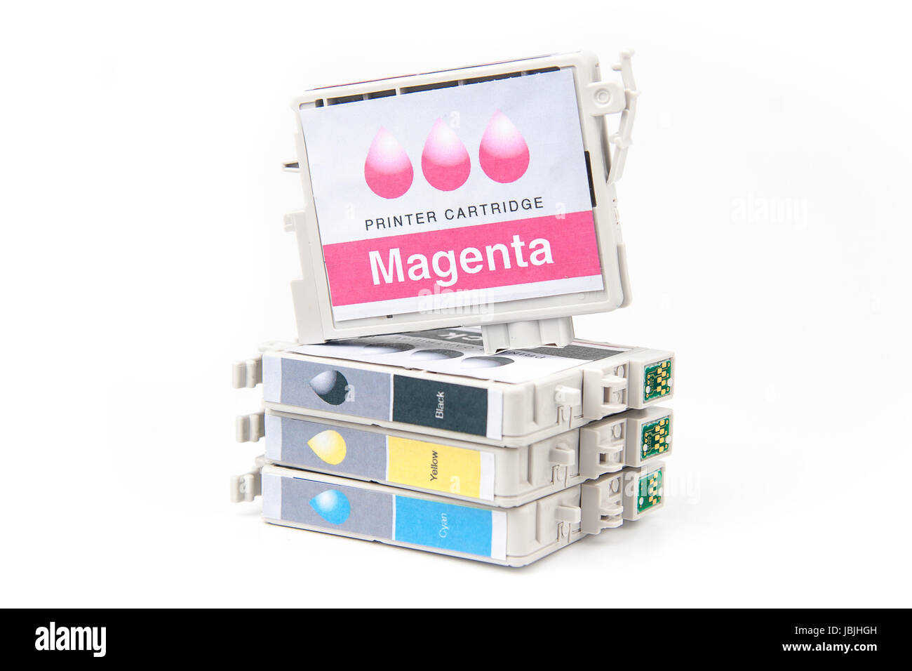 Cartridges for colour inkjet printer isolated on white Stock Photo - Alamy