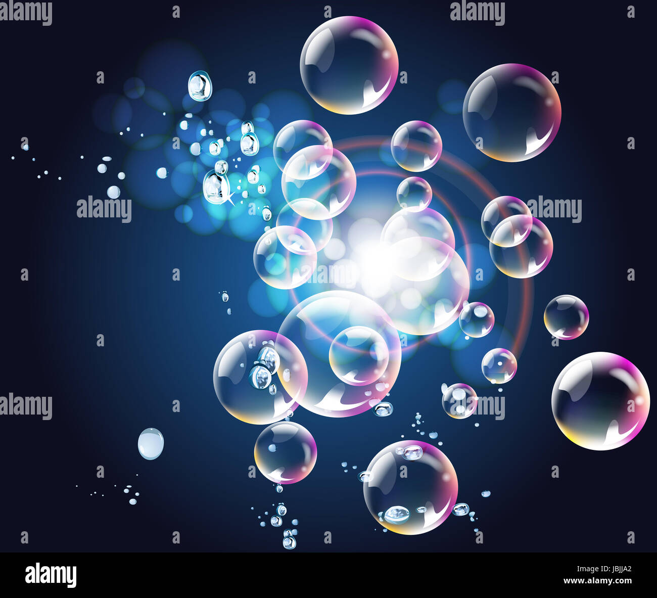 Deep blue water with spot light and bubbles. Abstract background Stock ...
