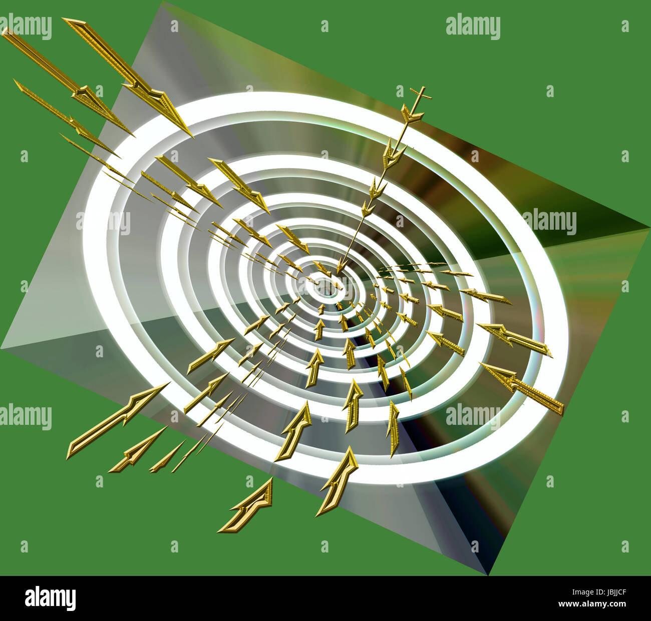 Target and golden arrows. Conceptual illustration Stock Photo - Alamy
