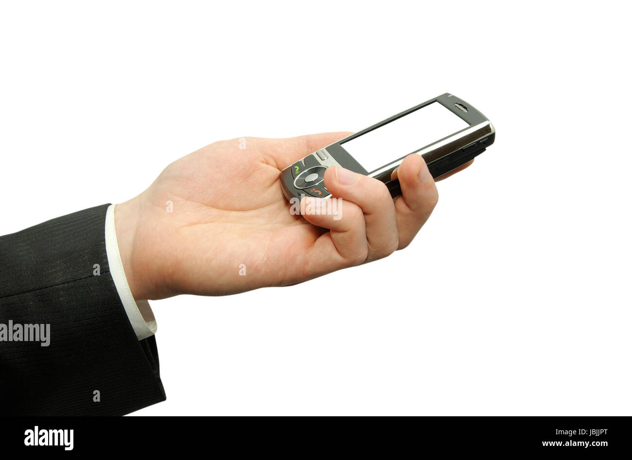 hands with communicator isolated over white background Stock Photo - Alamy