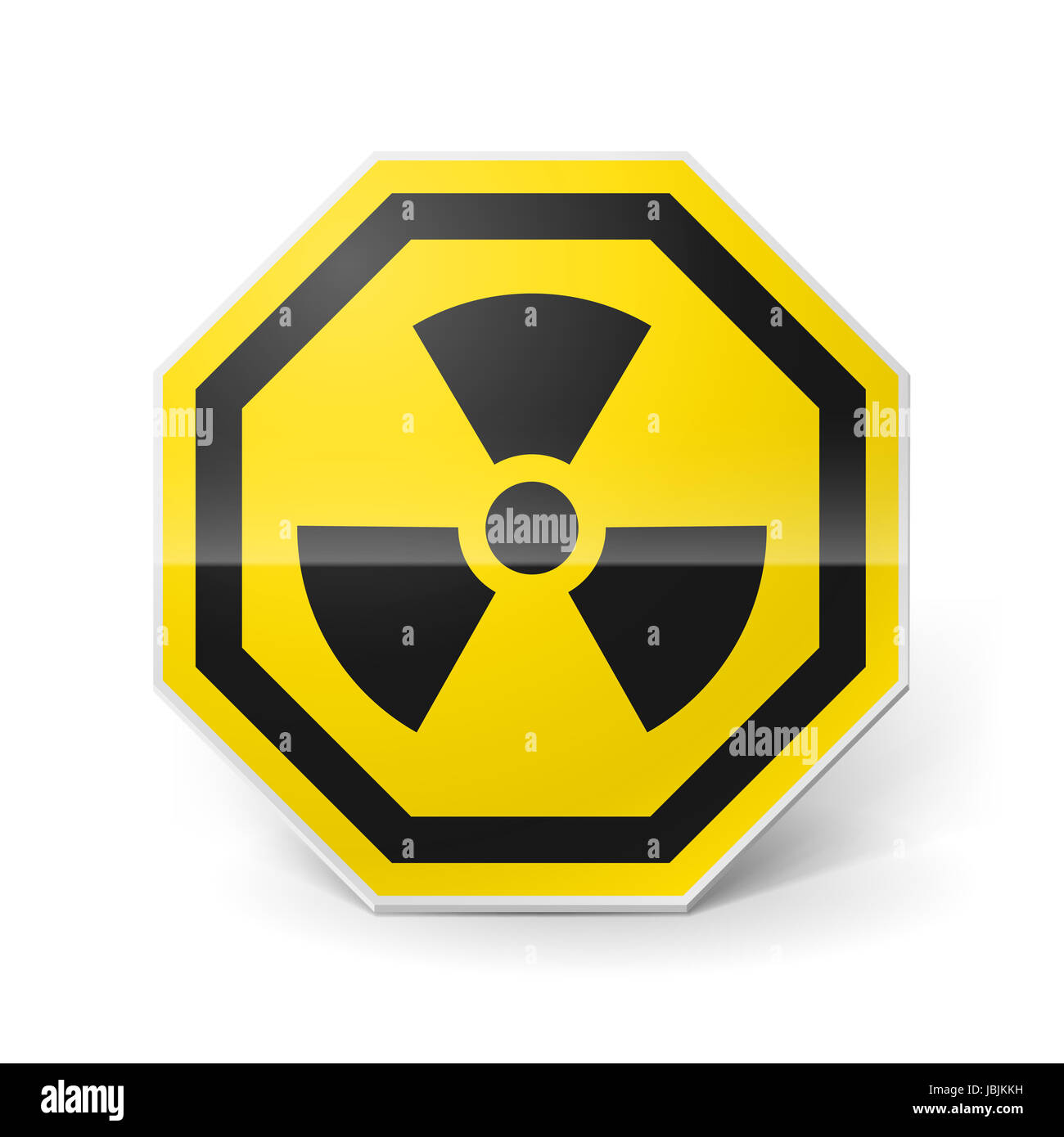 Shiny metal warning sign of radiation on white background Stock Photo ...