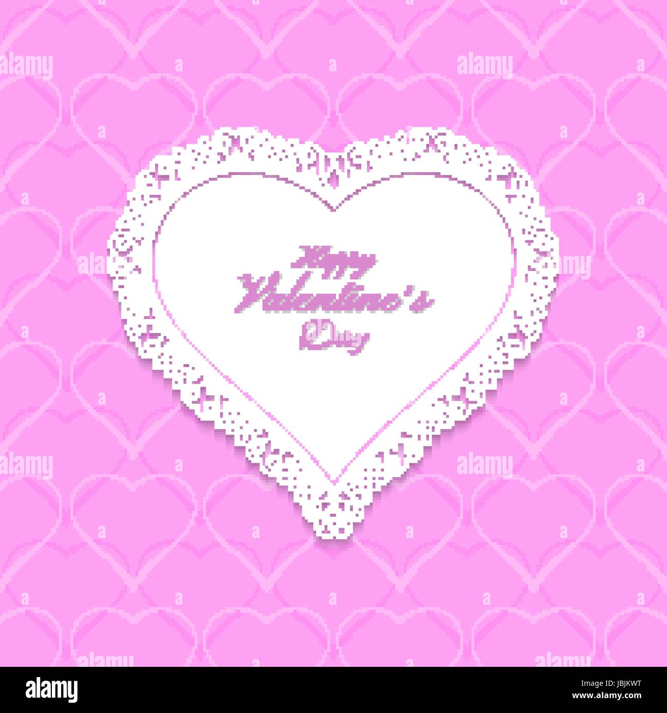 Decorative frame in the form of heart on pink background with hearts ...