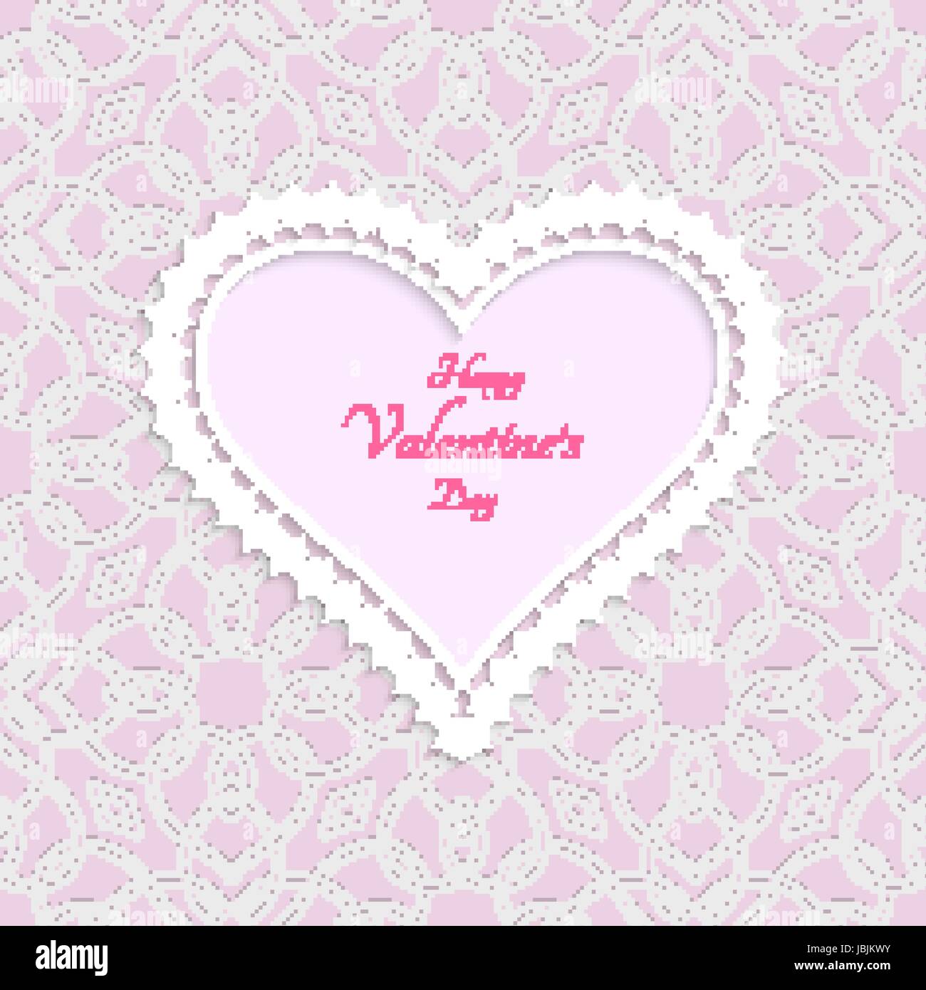 Decorative frame in the form of heart on pink background with hearts ...