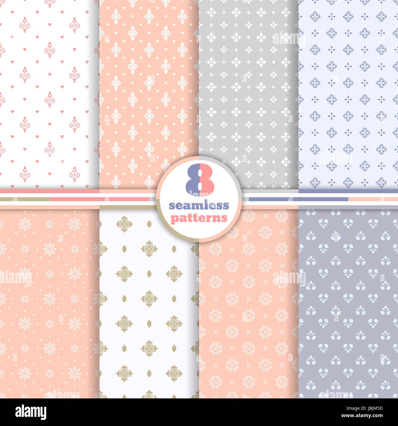 Vector seamless pattern. Set of eight luxury elegant textures. Patterns ...