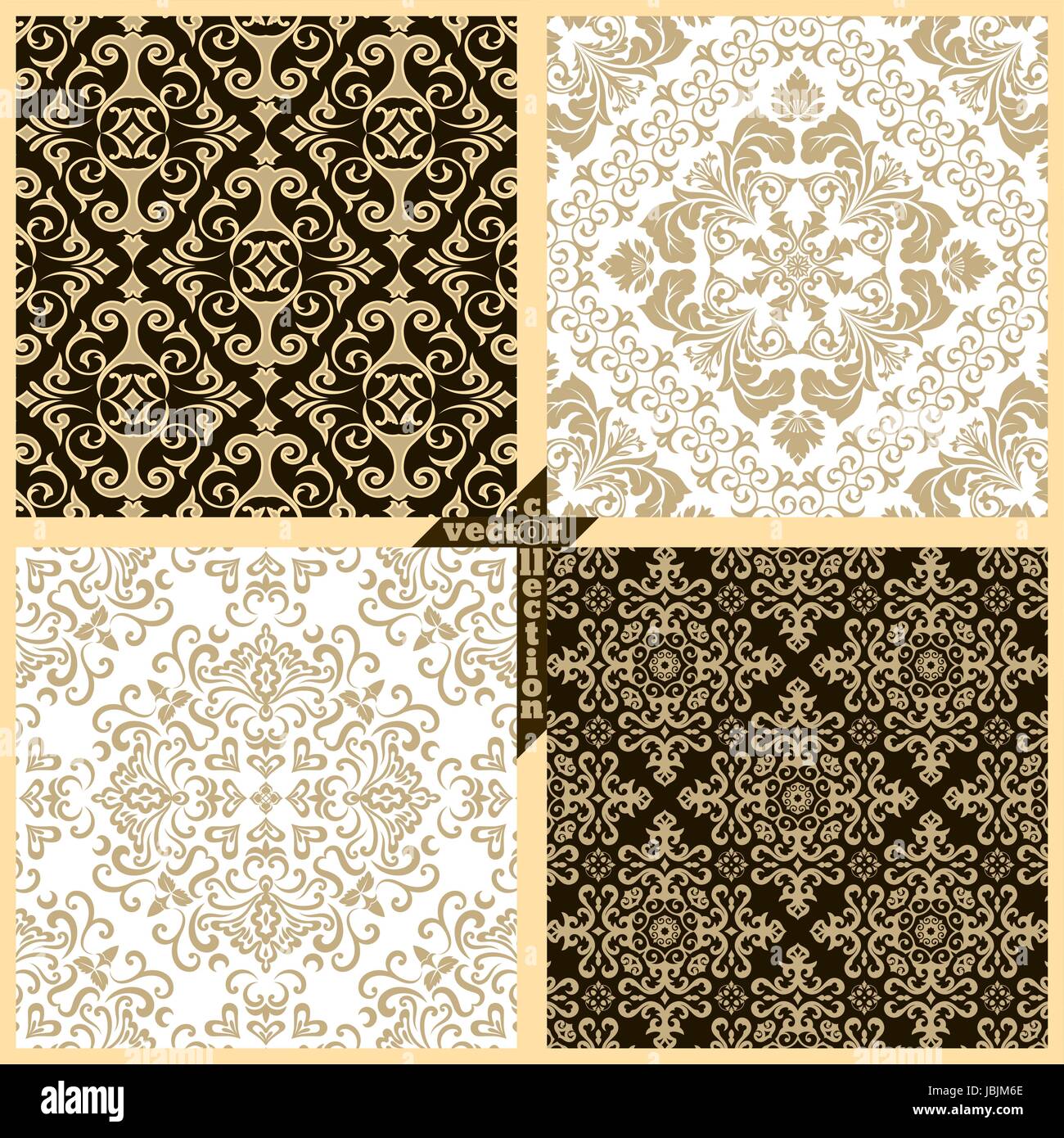 Vector set of seamless pattern. Luxury stylish textures. You can use ...