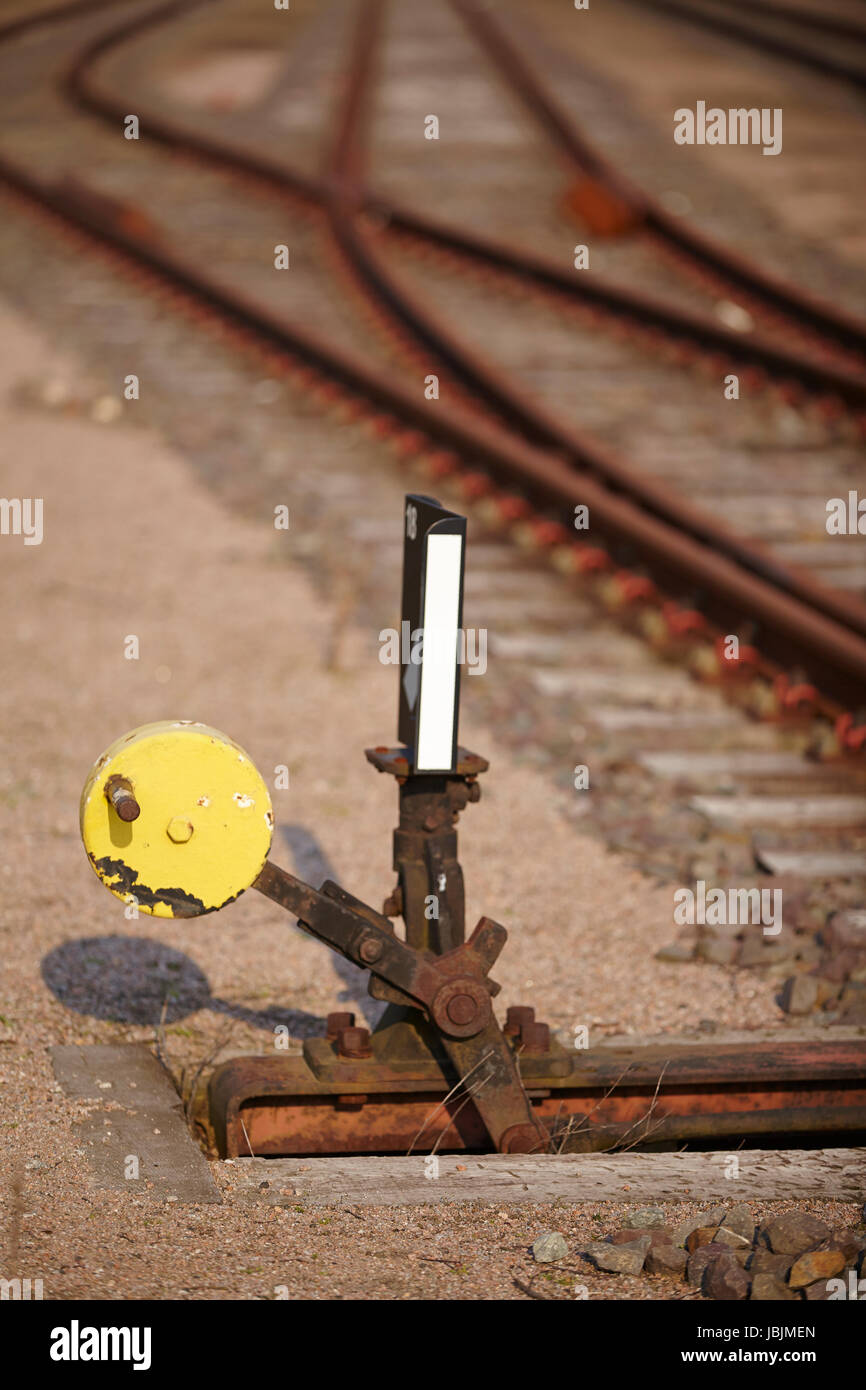 Tracks and a railway switch symbolizes a decision. The tracks in the ...