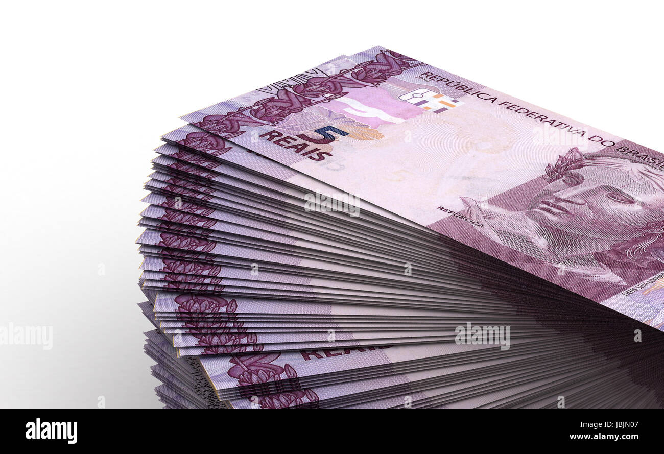 Stack of Brazilian Real Stock Photo - Alamy