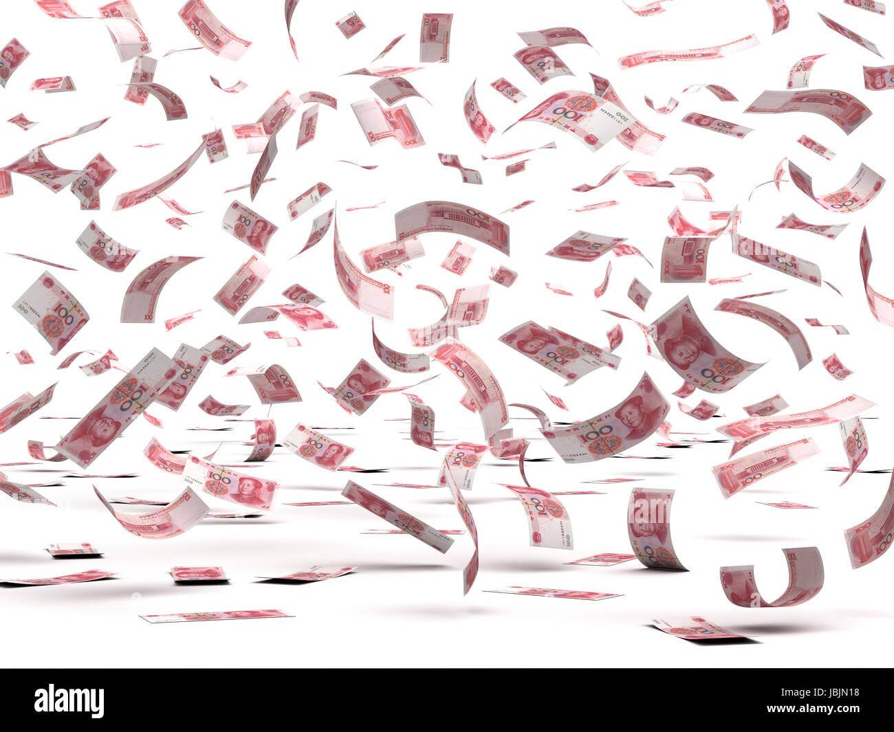 Flying Chinese Yuan (isolated with clipping path Stock Photo - Alamy