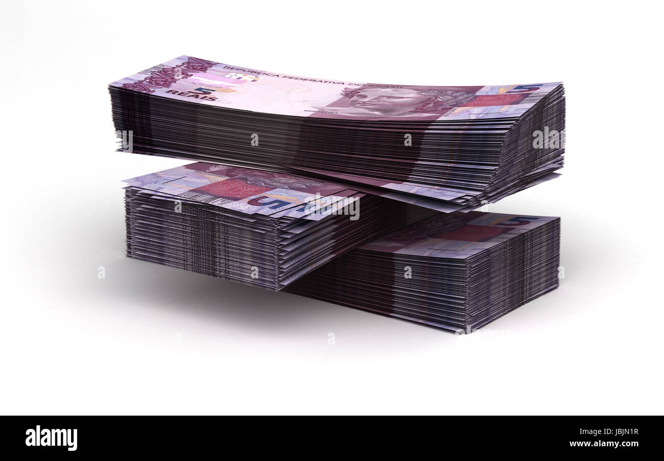 Stack of Brazilian Real Stock Photo - Alamy
