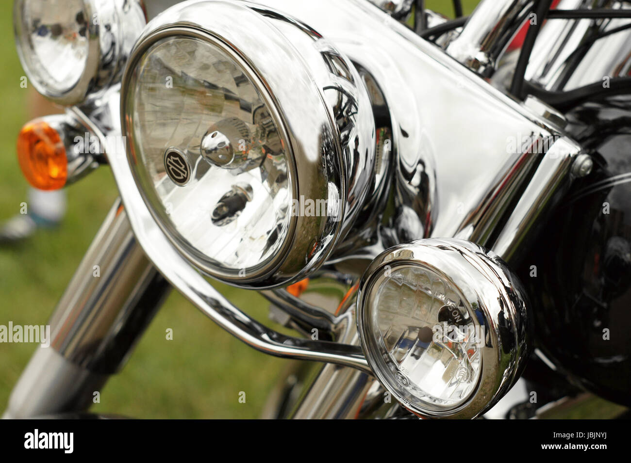 chrome, lights, classic motorcycle, close-up of the diagonal Stock ...