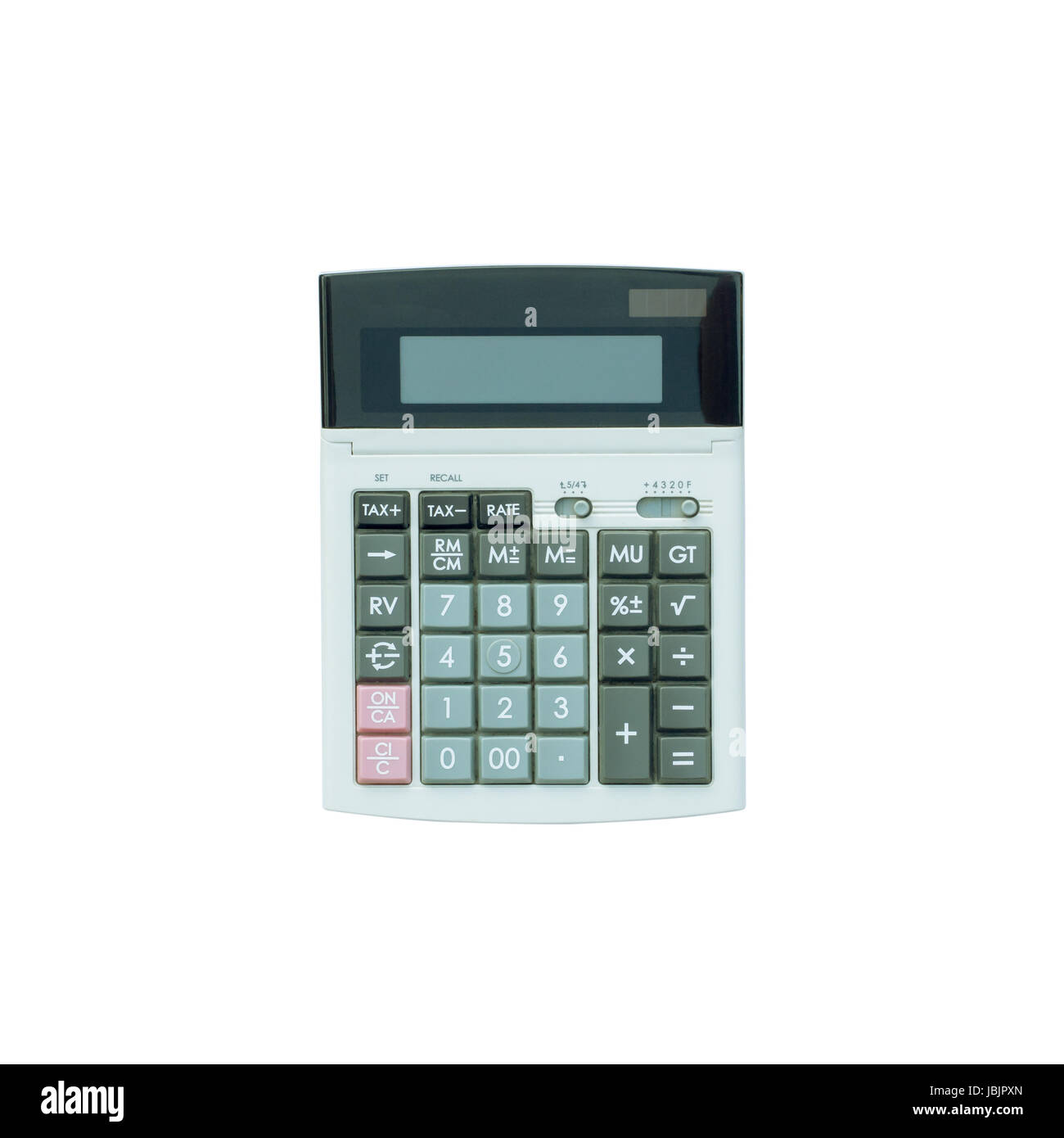 Top view of a calculator isolated on white background Stock Photo - Alamy