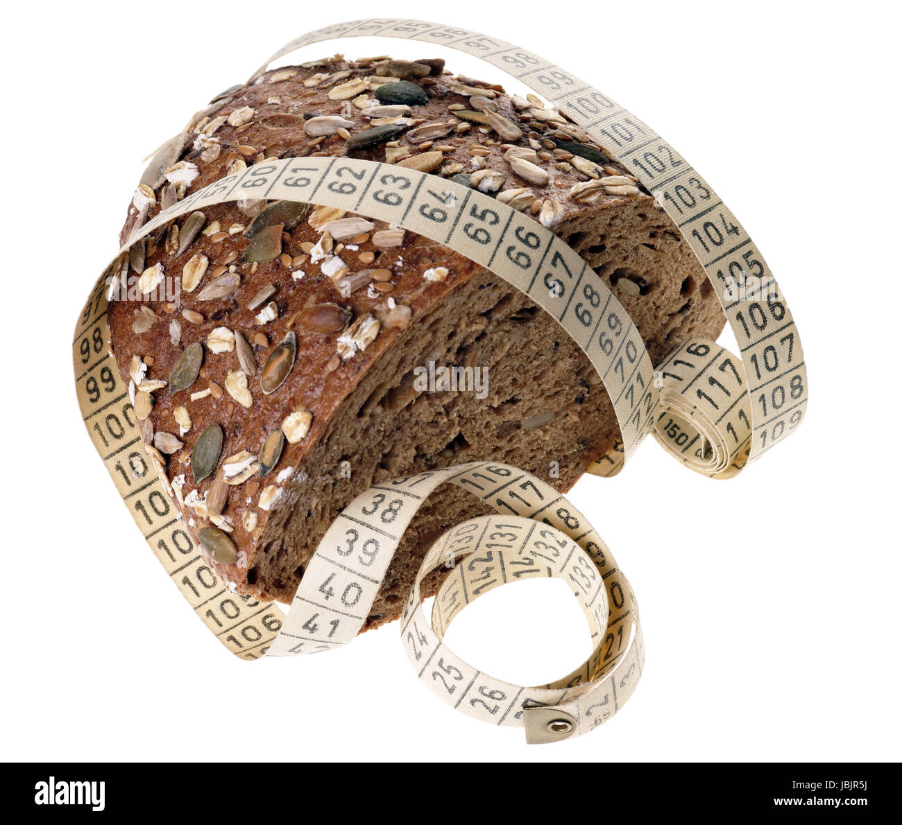 Wholemeal bread with measuring tape Stock Photo - Alamy