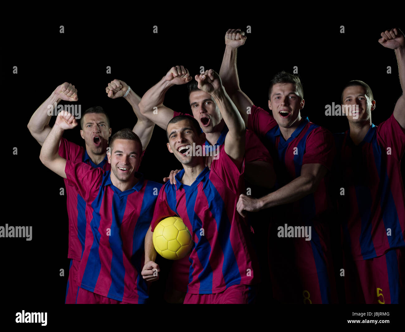 soccer players team group celebrating the victory and become champion ...