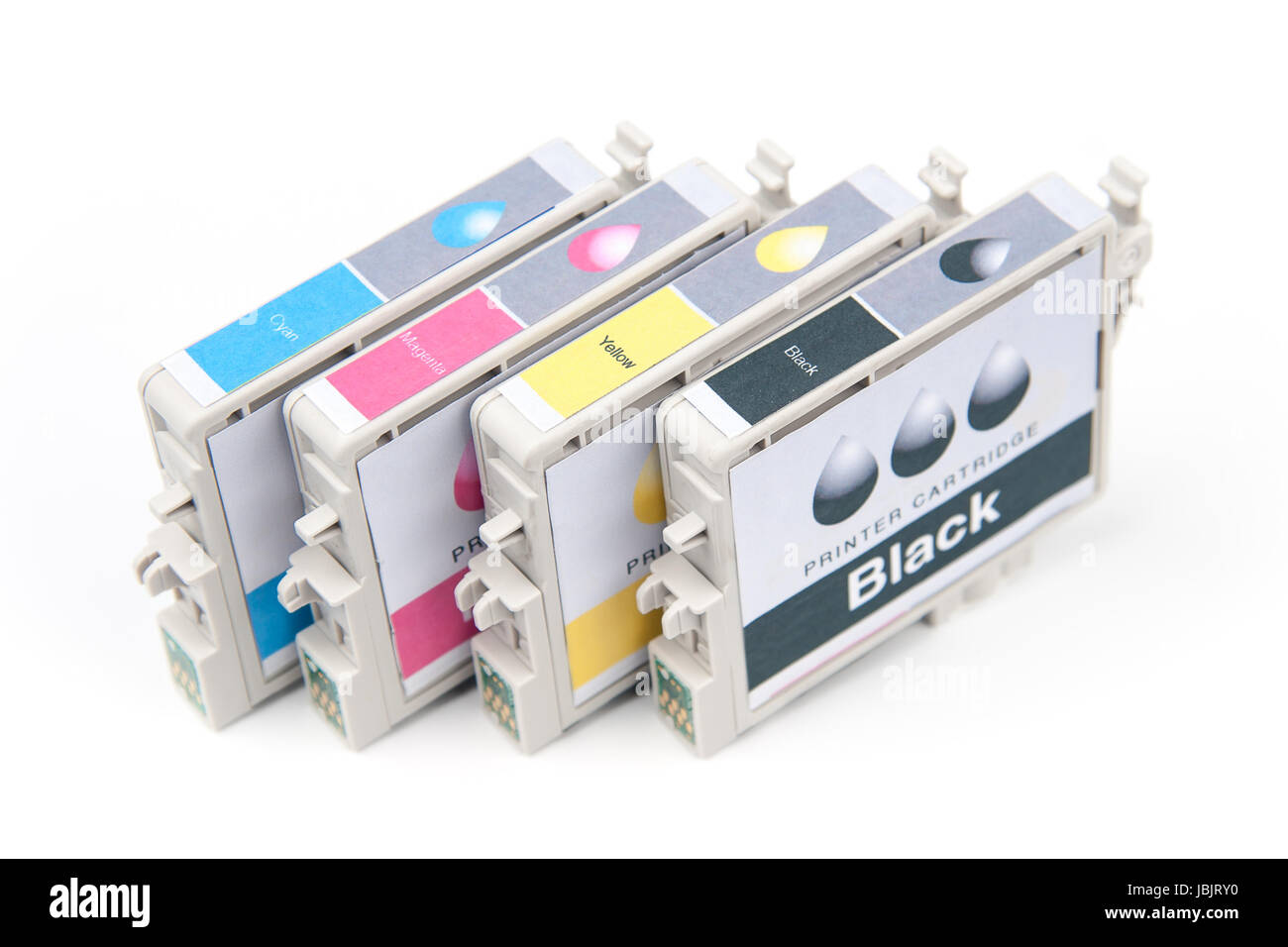Cartridges for colour inkjet printer isolated on white Stock Photo - Alamy
