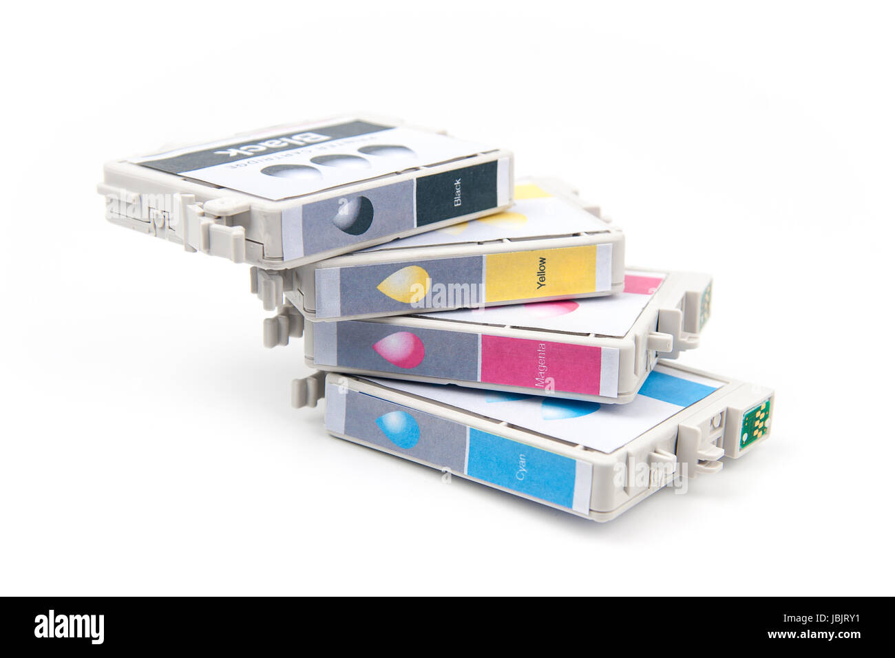 Cartridges for colour inkjet printer isolated on white Stock Photo - Alamy