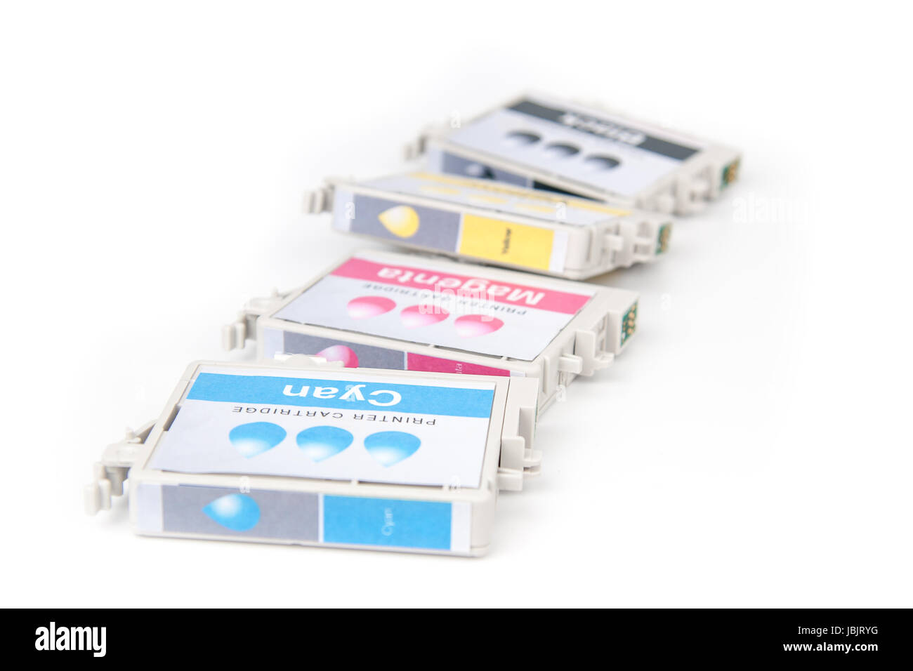 Cartridges for colour inkjet printer isolated on white Stock Photo - Alamy