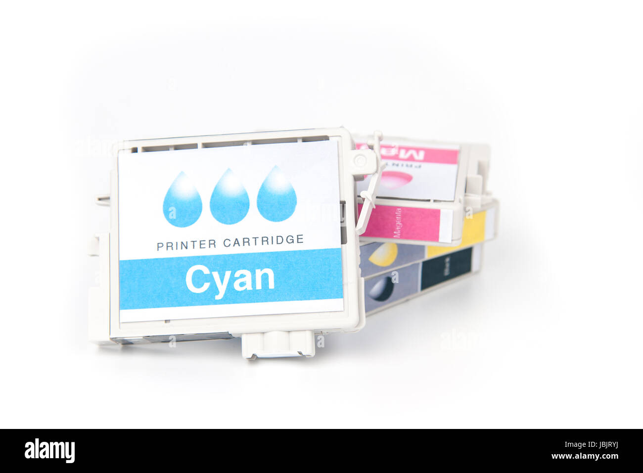 Cartridges for colour inkjet printer isolated on white Stock Photo - Alamy