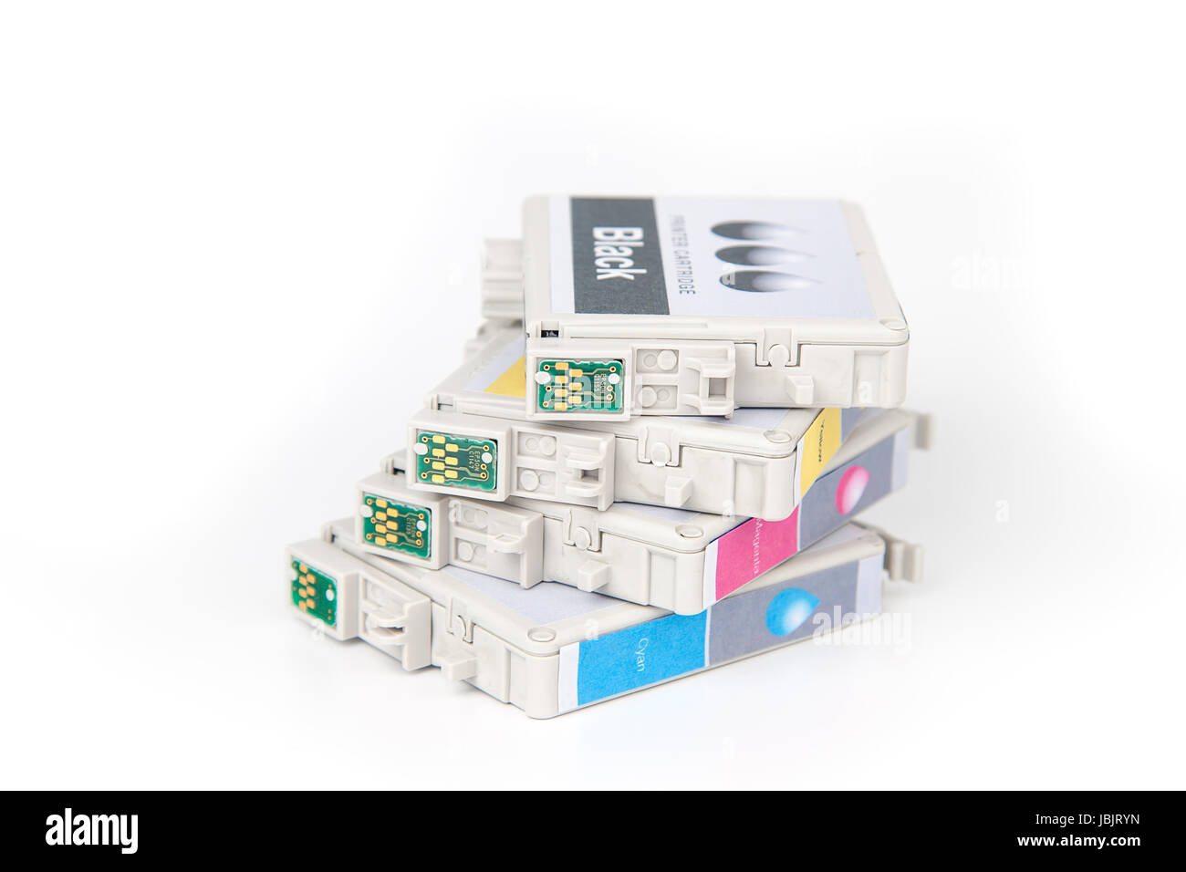 Cartridges for colour inkjet printer isolated on white Stock Photo - Alamy