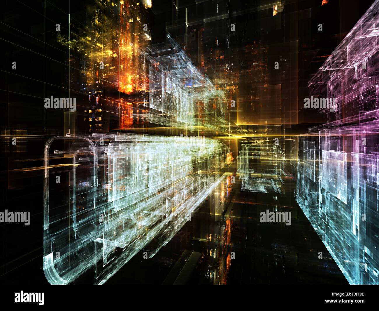 City Lights series. Background design of technological fractal textures ...