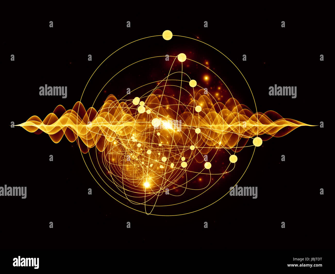 Atomic series. Abstract concept of atom and quantum waves illustrated ...