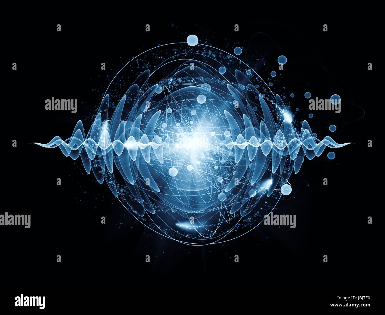 Atomic series. Abstract concept of atom and quantum waves illustrated ...