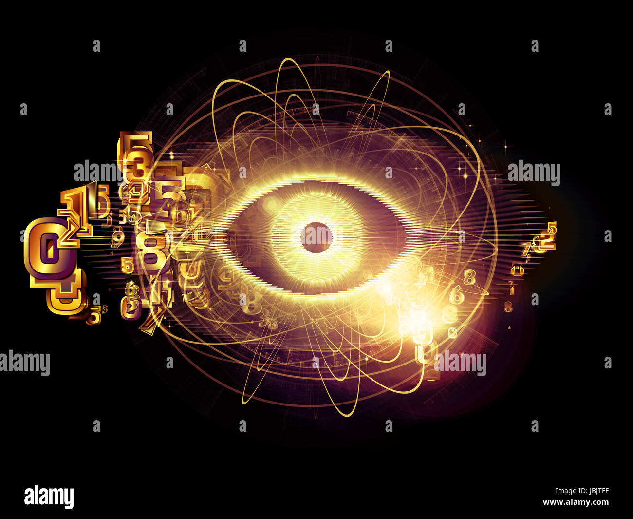 Eye Particle series. Design composed of eye shape, numbers and fractal ...