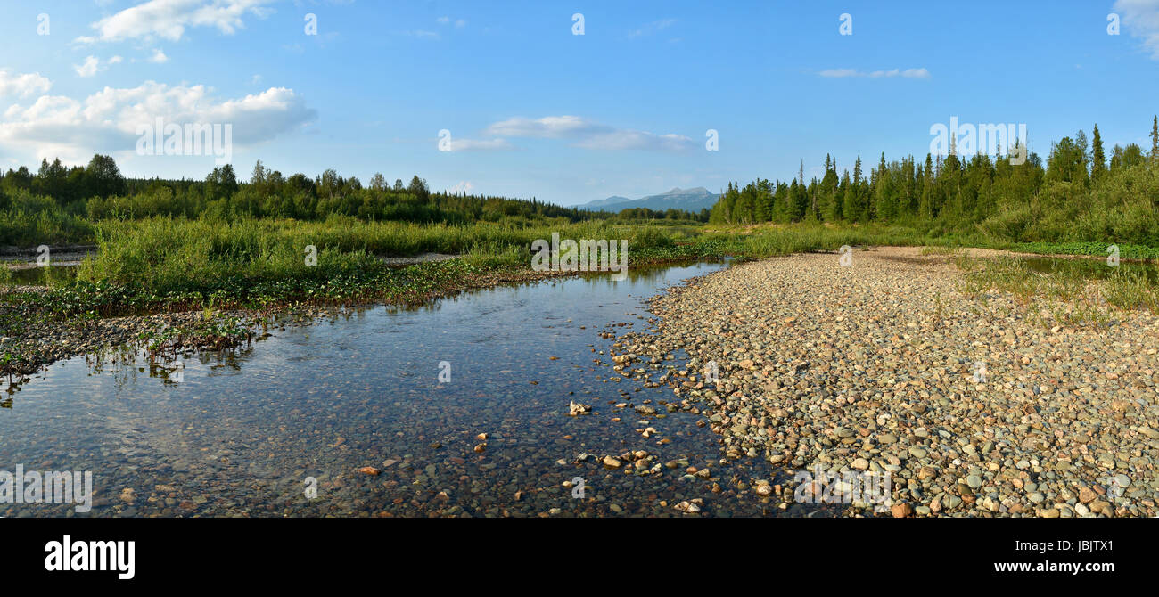 Panorama of the taiga river in the national Park. The object of UNESCO ...