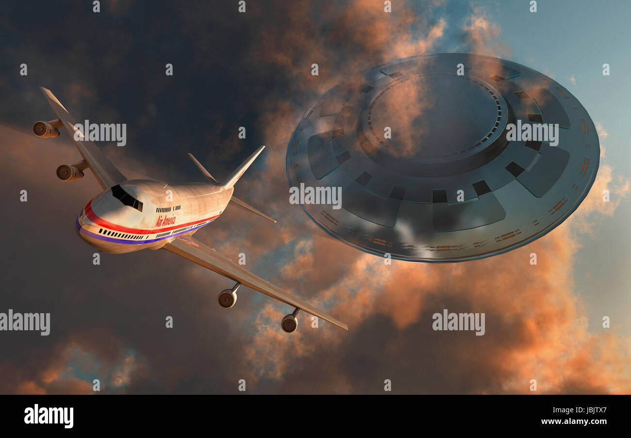 Boeing 747 Jumbo Jet , UFO Encounter Stock Photo - Alamy