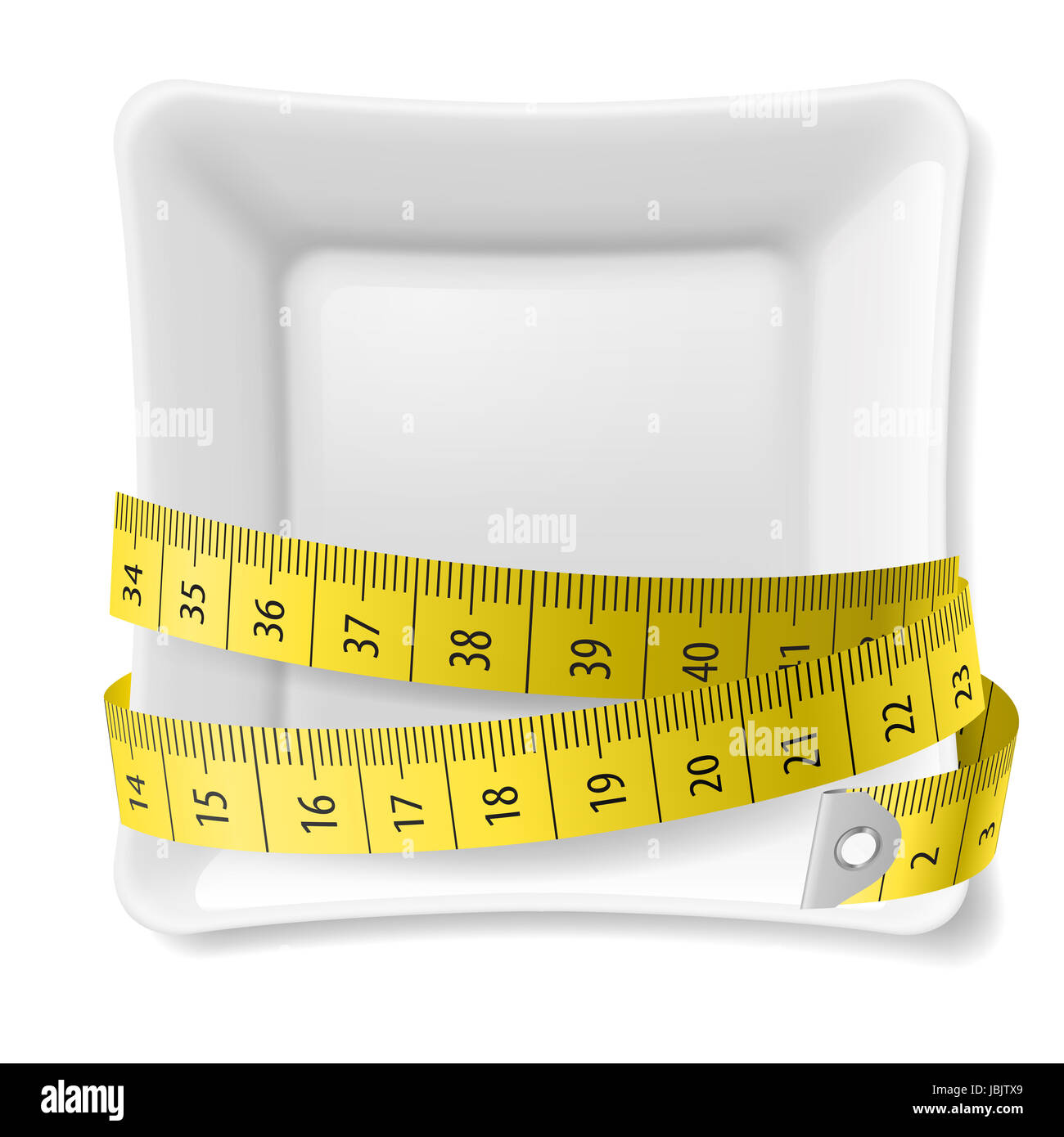 Empty plate with measure tape Cut Out Stock Images & Pictures - Alamy