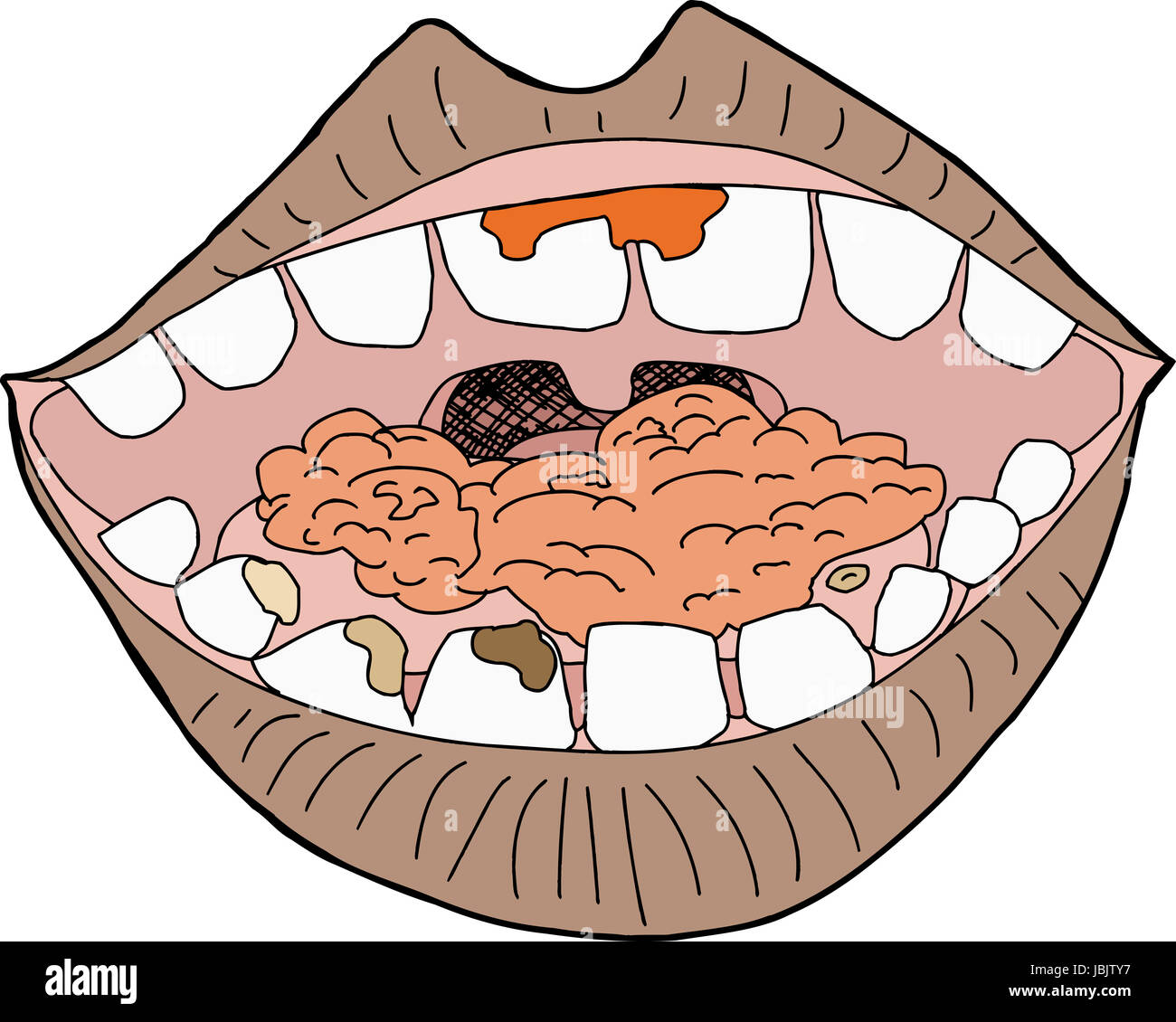 Isolated mouth with food on white background Stock Photo - Alamy