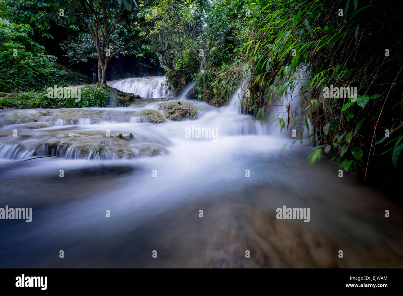 Long exposure shot of Hieu waterfall in Thanh Hoa province of Viet Nam ...