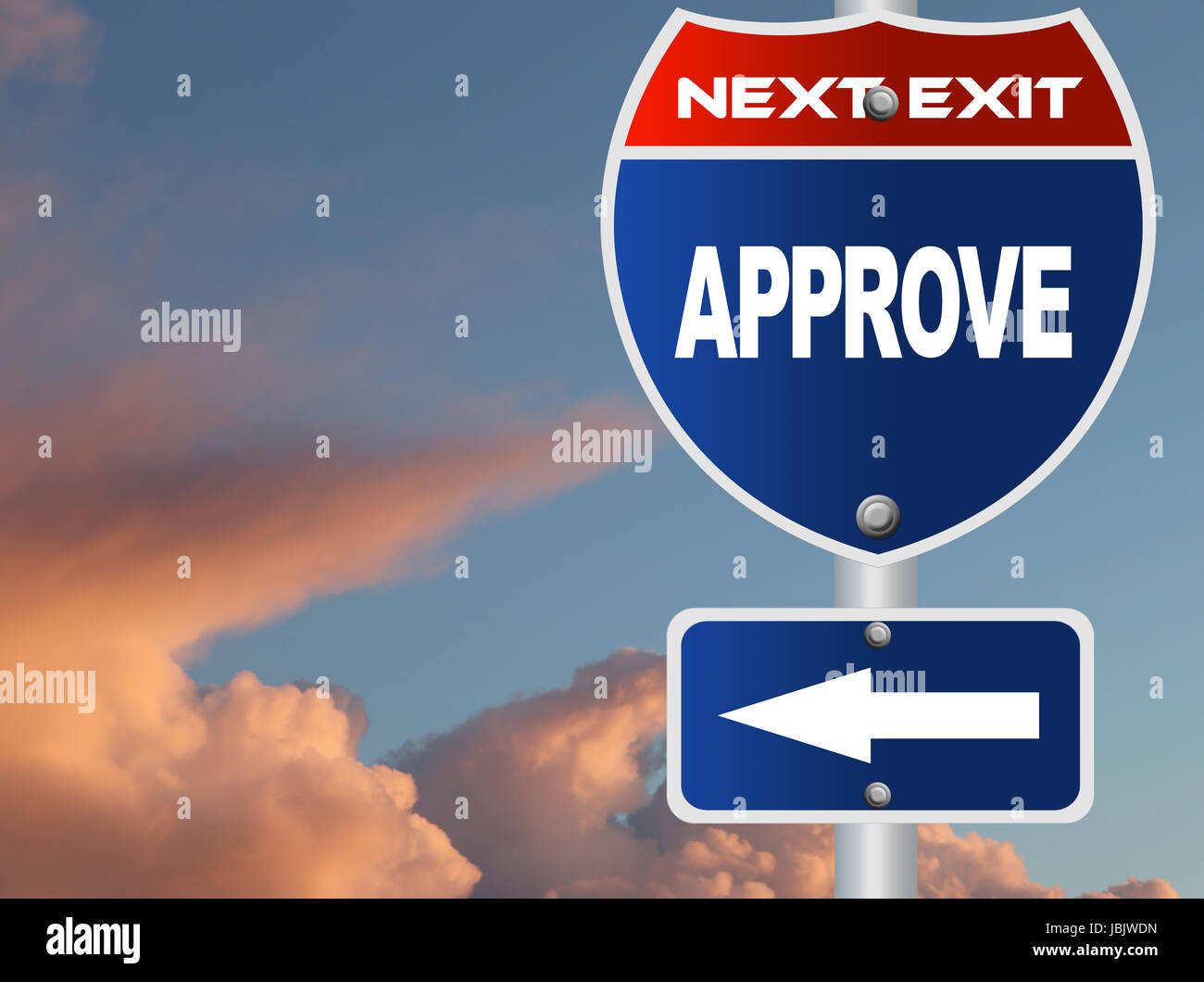 Approve road sign Stock Photo - Alamy