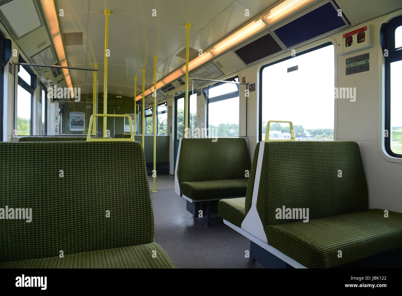 Compartment interior of Dublin area suburban train (DART), Ireland ...