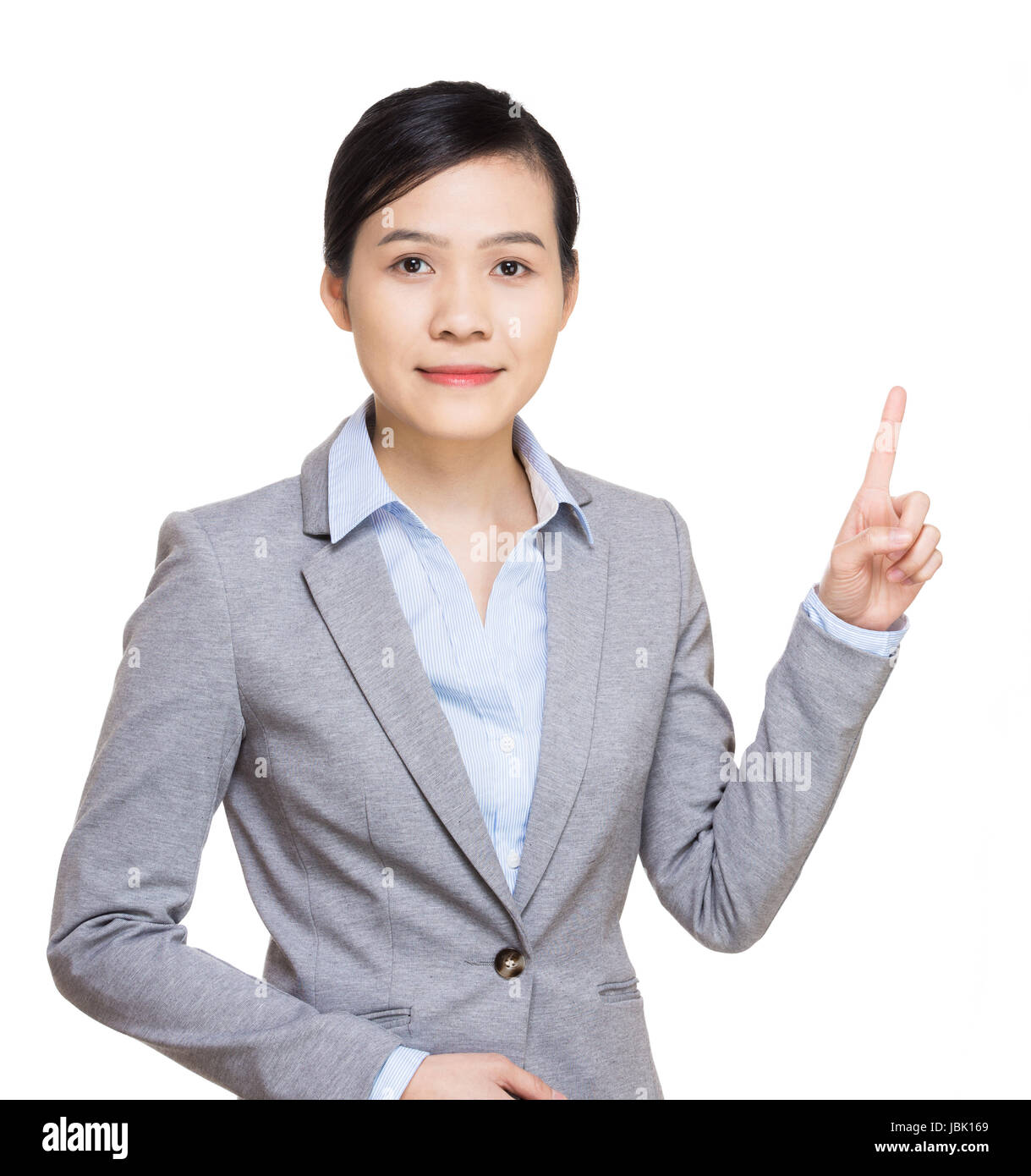 Asia business woman finger point out Stock Photo - Alamy