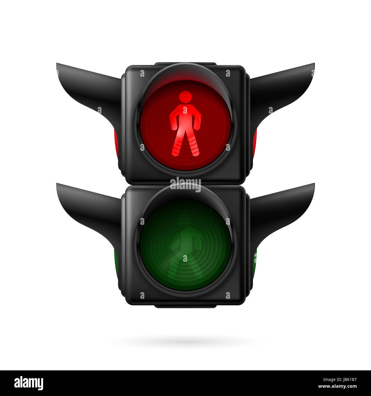 Realistic pedestrian traffic lights with red lamp on. Illustration on ...