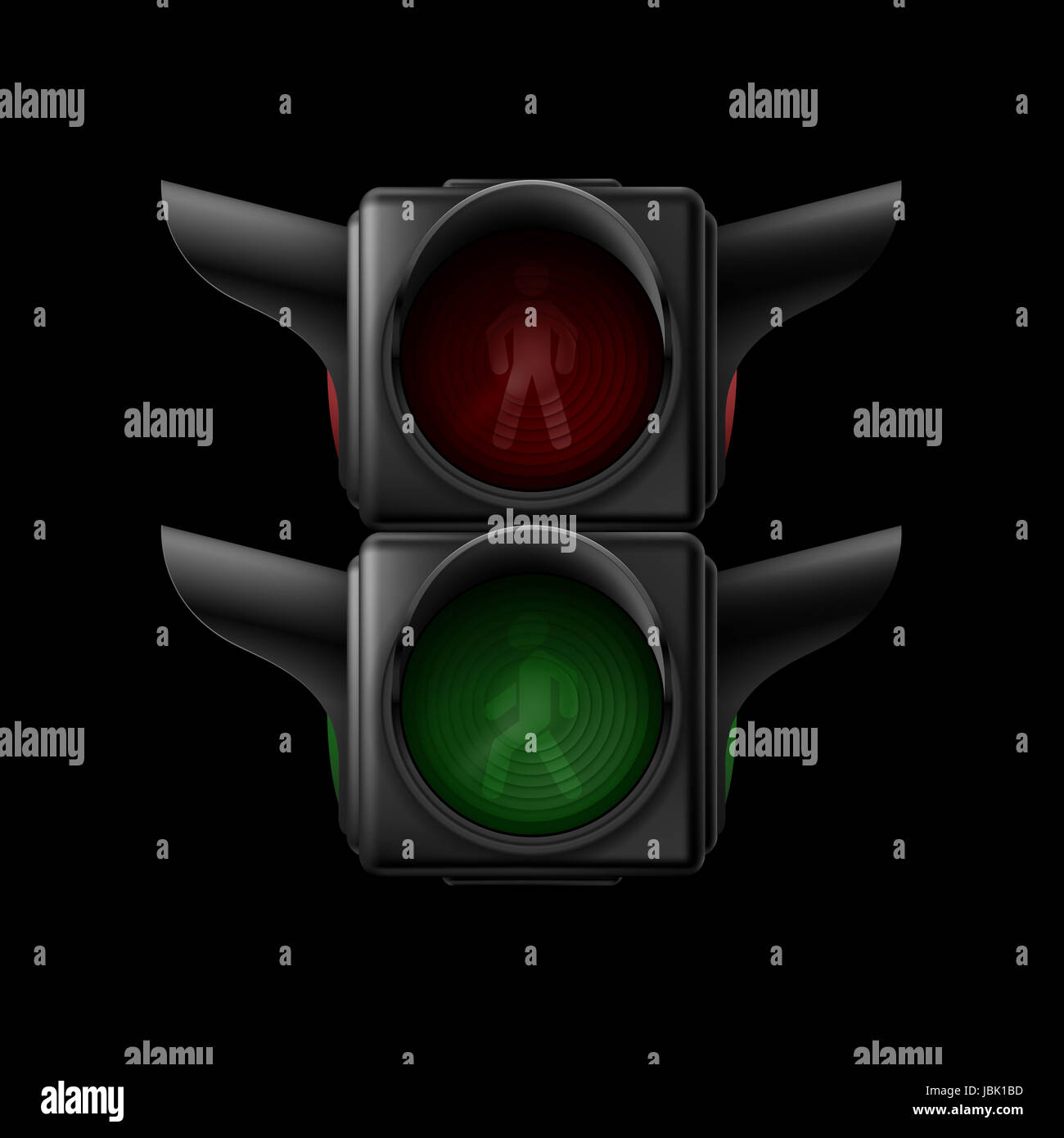 Realistic pedestrian traffic lights off. Illustration on black ...